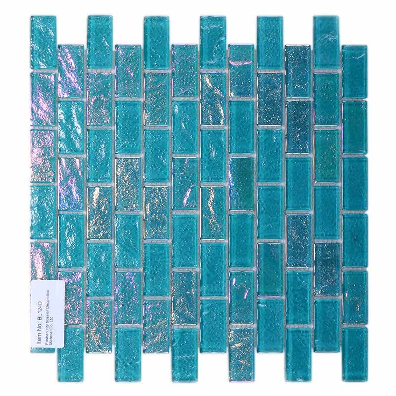 Iridescent teal swimming pool mosaic tile